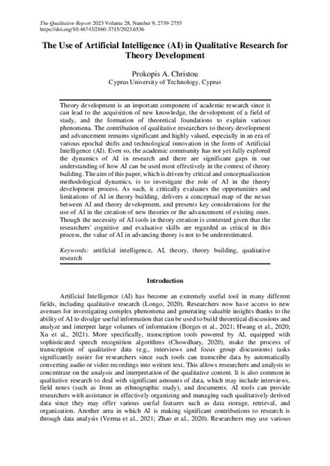 Pdf The Use Of Artificial Intelligence Ai In Qualitative Research For Theory Development