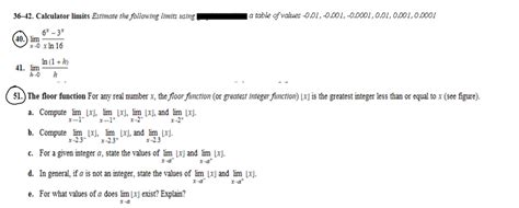 Solved 36 42 Calculator Limits Estimate The Following Chegg Com