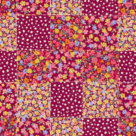 Seamless Patchwork Of Cute Floral Patterns Stock Vector Illustration