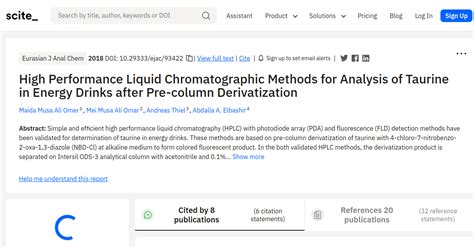High Performance Liquid Chromatographic Methods For Analysis Of Taurine In Energy Drinks After
