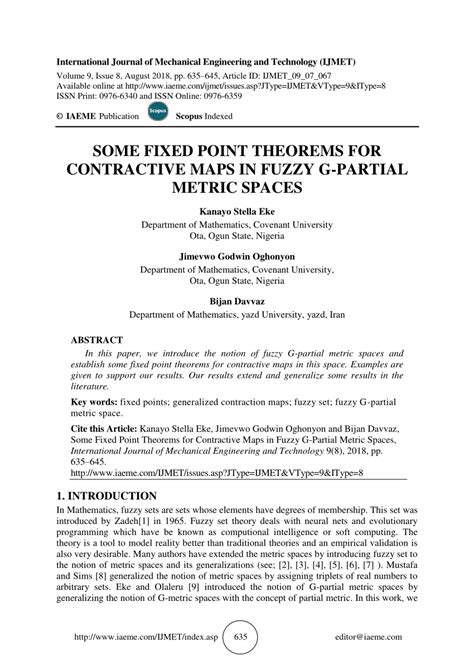 PDF Some Fixed Point Theorems For Contractive Maps In Fuzzy G Partial Metric Spaces