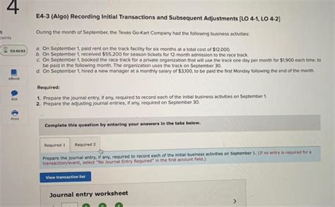 solved 4 e4 3 algo recording initial transactions and