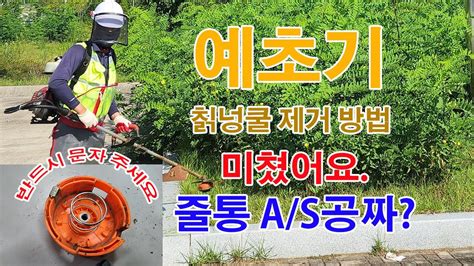 휀스에 걸린 칡넝쿨 예초하기 예초기 사용방법 Youtube