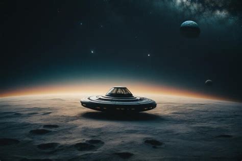 A 3d Rendering Of A Spaceship Orbiting Earth Premium Ai Generated Image