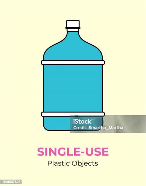 큰 파란 플라스틱 병입니다 벡터 일러스트 레이 션 일회용 재활용 플라스틱 병 고립 된 파란 큰 병입니다 생태 포스터 엽서 배너 오염 및 환경 개념에 대 한 평면 로고입니다