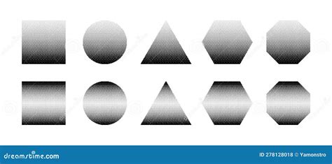 Basic Geometric Shapes With Bitmap Linear Gradient Vector Set Isolated On White Stock