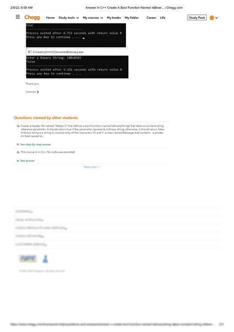 SOLUTION Answer In C Create A Bool Function Named Isbinar Chegg Com Studypool