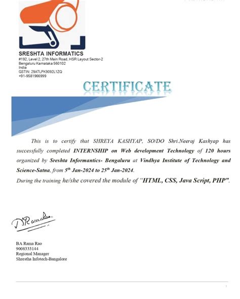 Shreya Kashyap On Linkedin Sreshta Internship Webdevelopment Thankyou Connections