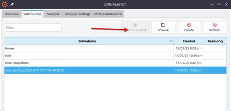 how to set up btrfs assistant for snapshots fedora discussion