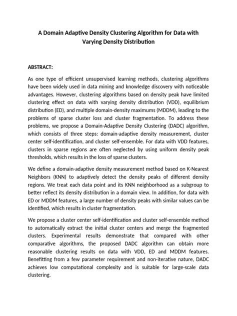 A Domain Adaptive Density Clustering Algorithm For Data With Varying
