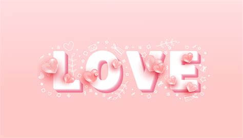 분홍색 배경에 3d 사랑 모양으로 최소한의 볼륨 텍스트 귀여운 사랑 배너 또는 인사말 카드 0명에 대한 스톡 벡터 아트 및 기타 이미지 Istock