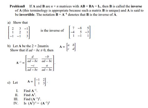 Solved Problem8 If A and B are n x n matrices with AB = BA = | Chegg.com