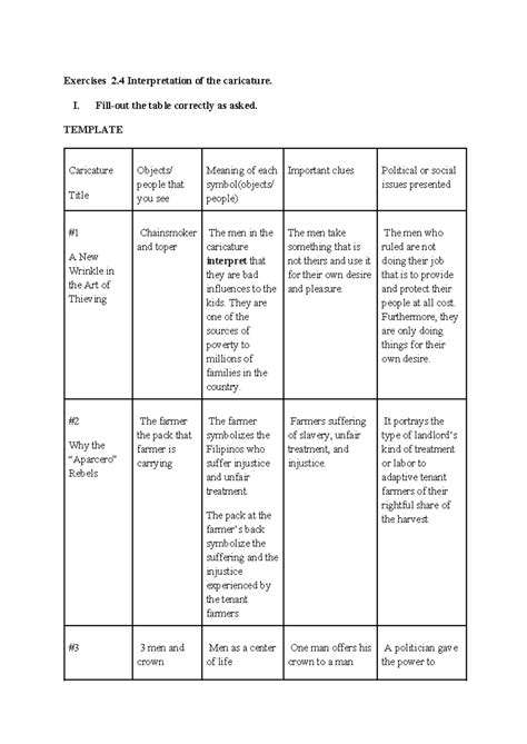Exercises 32 Identifying The Arguments Exercises 2 Interpretation Of The Caricature I Fill