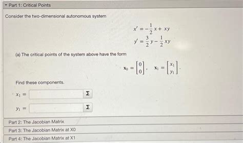 solved consider the two dimensional autonomous system