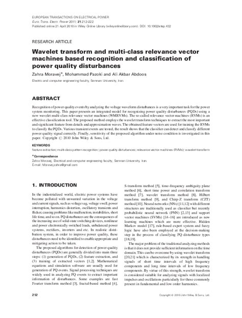 pdf wavelet transform and multi class relevance vector machines based