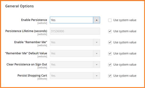 how to configure persistent shopping cart in magento 2