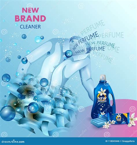 Liquid Laundry Detergent Ad Vector Realistic Illustration