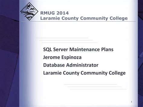 [ppt] sql server maintenance plans jerome espinoza database
