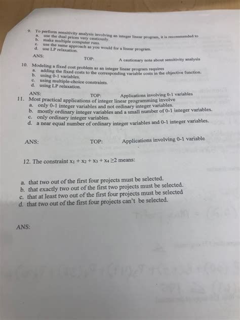 Solved 9 To Perform Sensitivity Analysis Involving An