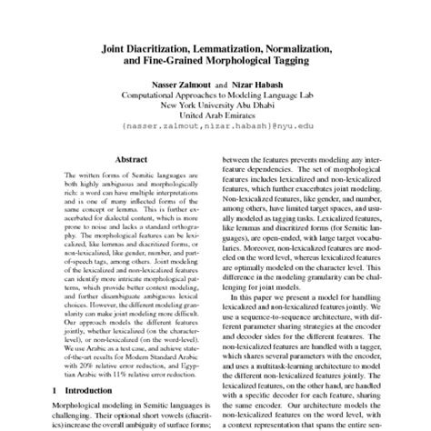 Joint Diacritization Lemmatization Normalization And Fine Grained