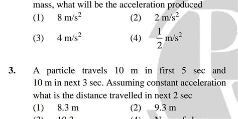 Mass What Will Be The Acceleration Produced Filo