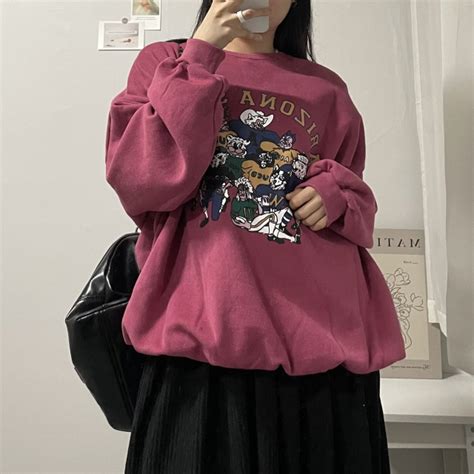 빠른출발🚗남여공용커플템 루즈핏 오버핏 양기모 남여공용 빅사이즈 라운드넥 긴팔 커플 프린팅 맨투맨 티셔츠 에이블리