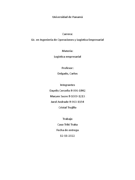 Caso Triki Traka Pdf Logística Comportamiento