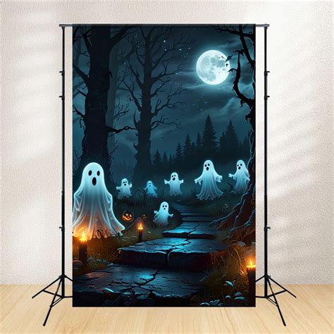 Photography Halloween Backdrops Spooky Ghosts Dark Forest Backdrop Brp