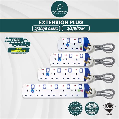 Extension Socket Multiple Plug Adaptor Trailing With Neon Extension Wire Trailing Socket Plug TV