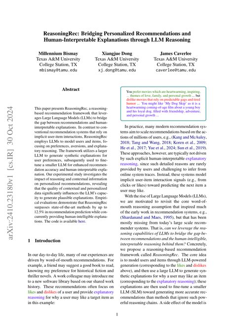 PDF ReasoningRec Bridging Personalized Recommendations And Human Interpretable Explanations