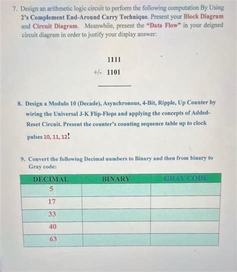 solved 7 design an arithmetic logic circuit to perform the