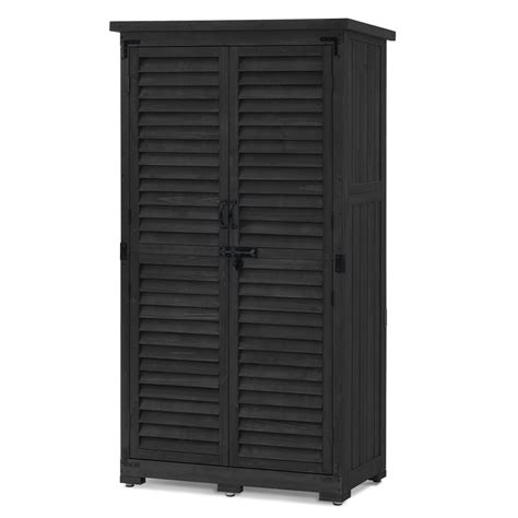 Mcombo 63 Tall Wood Outdoor Storage Cabinet With Lock Garden Tool
