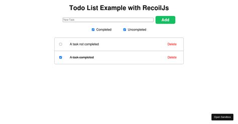 React Todo With Recoil Codesandbox