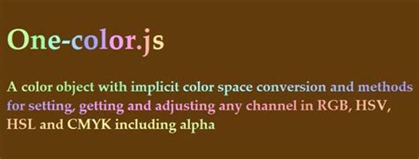 JavaScript Color Calculation Toolkit One Color JS Greepit