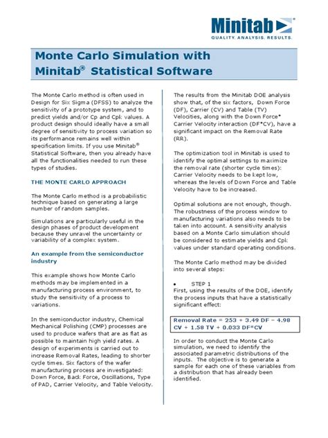 Monte Carlo Simulation Article Pdf Monte Carlo Method Sensitivity Analysis