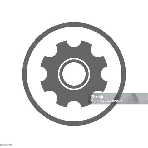 Settings Button Gear Icon In Circle Vector Stock Illustration