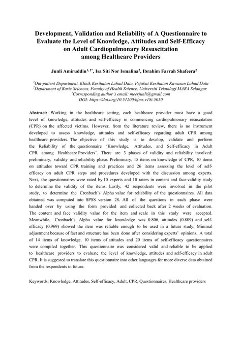 Pdf Development Validation And Reliability Of A Questionnaire To Evaluate The Level Of