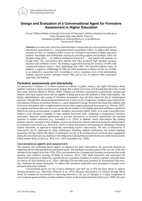 Pdf Design And Evaluation Of A Conversational Agent For Formative