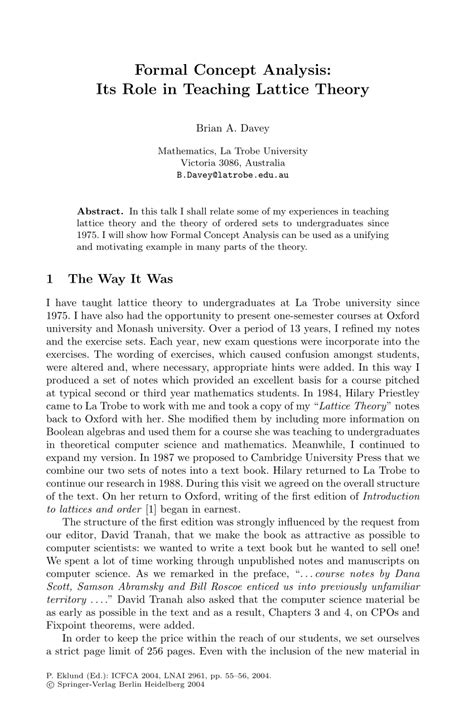 Pdf Formal Concept Analysis Its Role In Teaching Lattice Theory