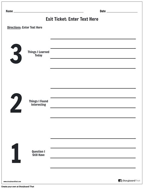 Simple Three Steps Exit Ticket Template Storyboard