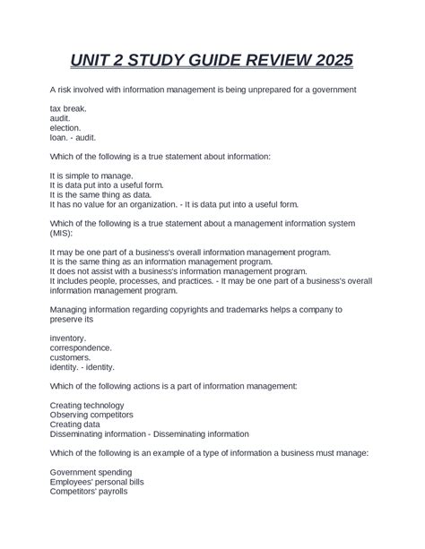 Information Management Multiple Choice Questions And Answers Exams Advanced Education Docsity