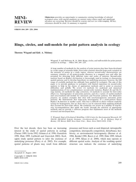 Mini Review Rings Circles And Null Models For Point Pattern Analysis