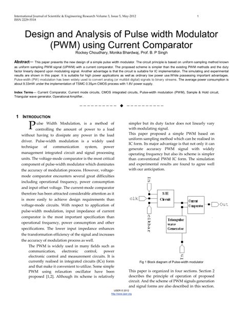 Design And Analysis Of Pulse Width Modulator