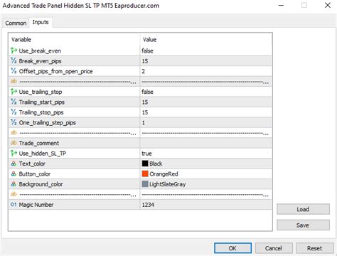 Advanced Trade Panel Hidden SL TP MT