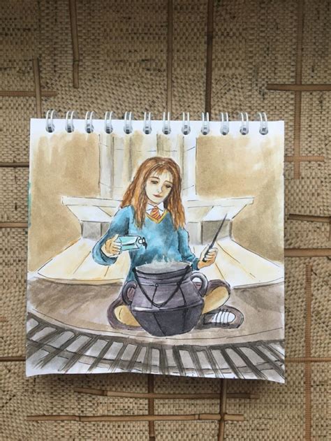 Гермиона Грейнджер варит зелье Акварельные картины Гарри поттер Рисунки