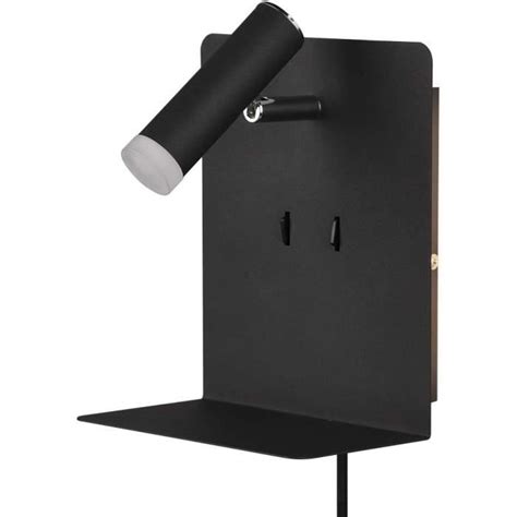 element applique murale led en métal noir mat 1 x 3 w prise de charge
