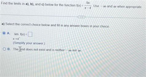 Solved Find The Limits In A B And C Below For The Chegg