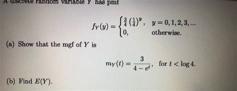 solved a discrete random variable y has pmf fy y 4