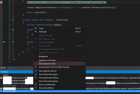 C What Does External Code In The Call Stack Mean Stack Overflow