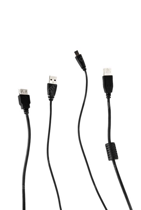 Various Usb Cable Isolated On White Part Connection Information Transfer Png Transparent